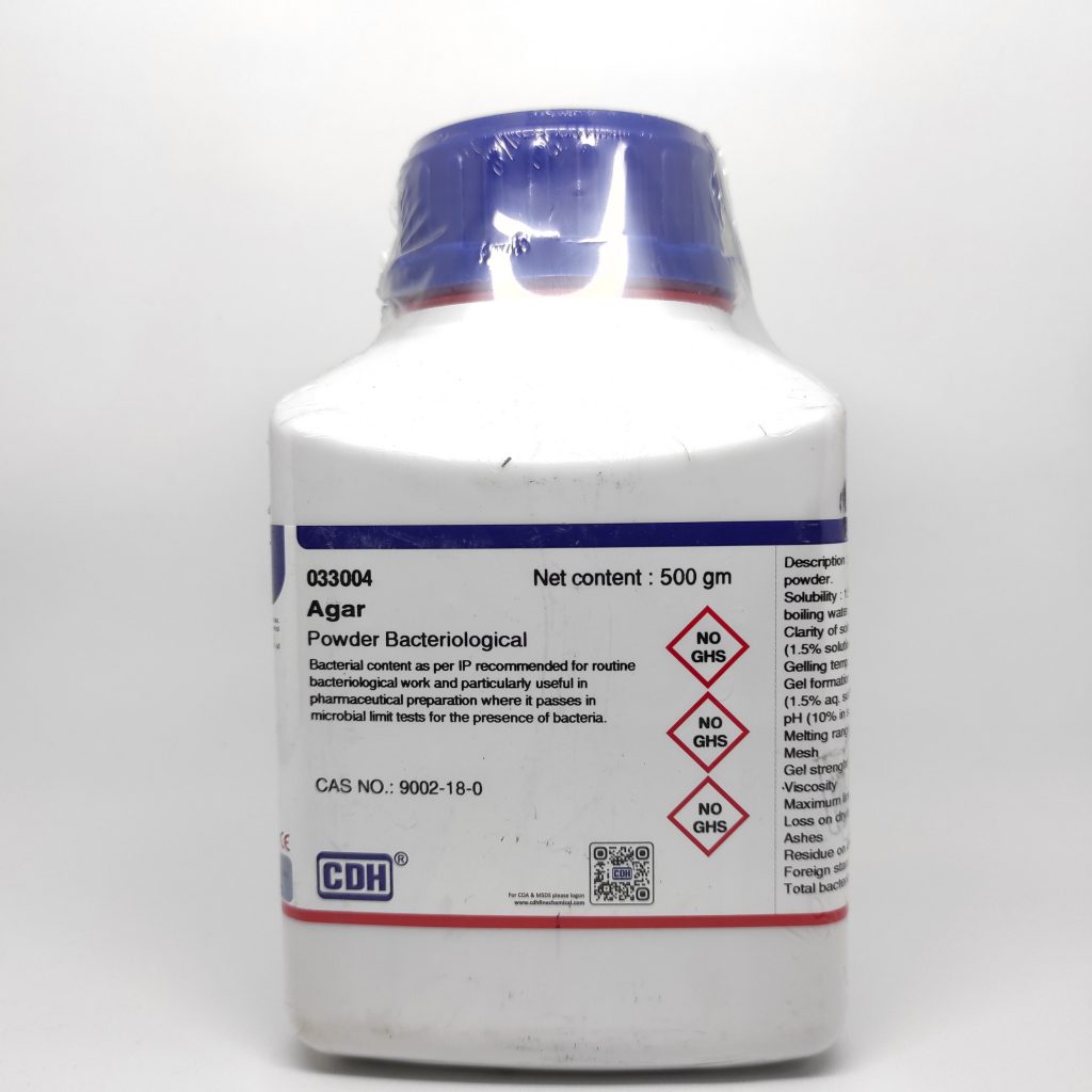 Agar Powder Bacteriological – 500 Gram CDH – PT DELTA PRIMALAB SAINTIFIK