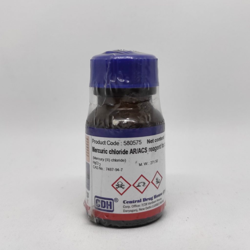 Mercuric Chloride AR/ACS Reagent for Zinc – 25 Gram CDH – PT DELTA ...