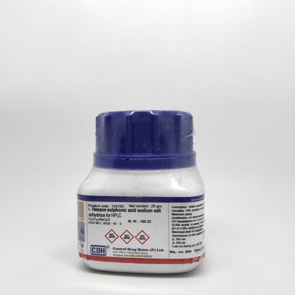 1-Hexane Sulphonic Acid Sodium Salt Anhydrous – 25 Gram CDH – PT DELTA ...